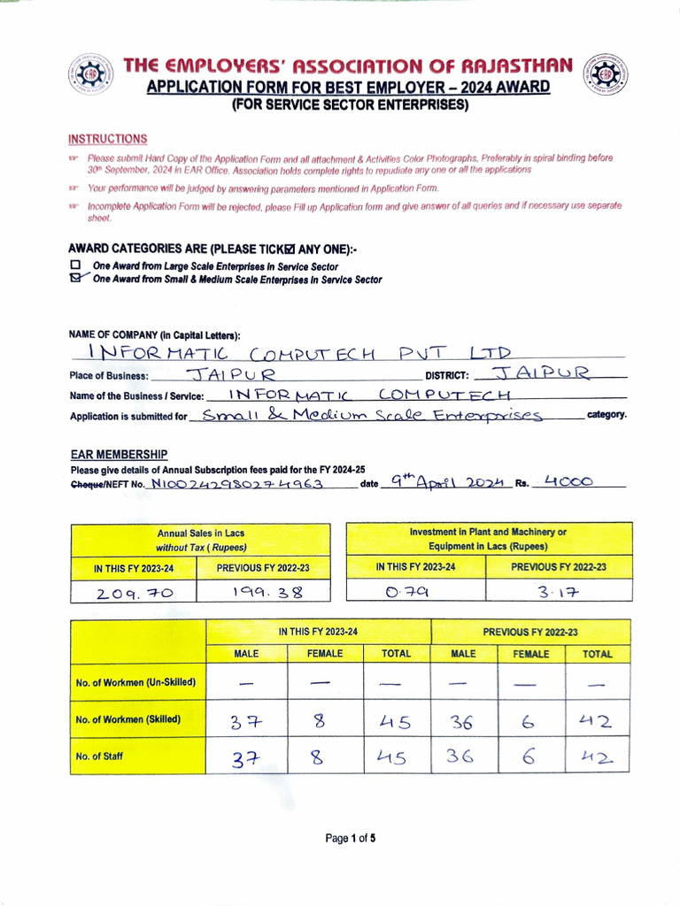 EAR Award Application | PDF | Nature