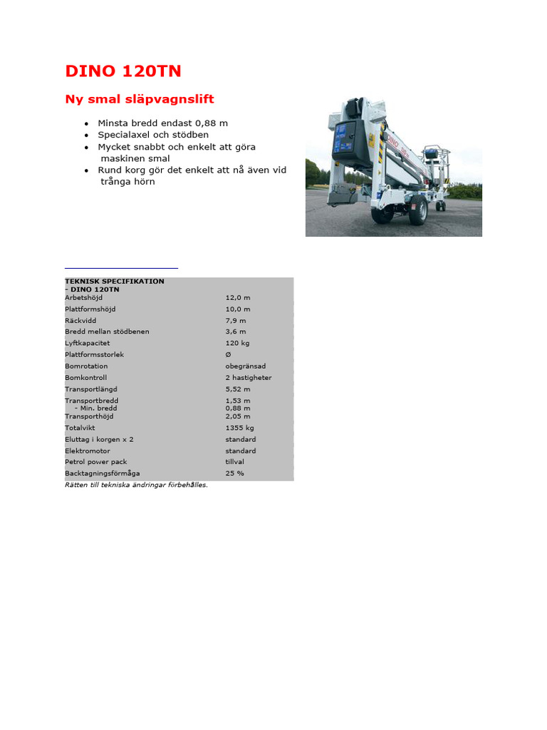 DINO 120TN Broshyr | PDF