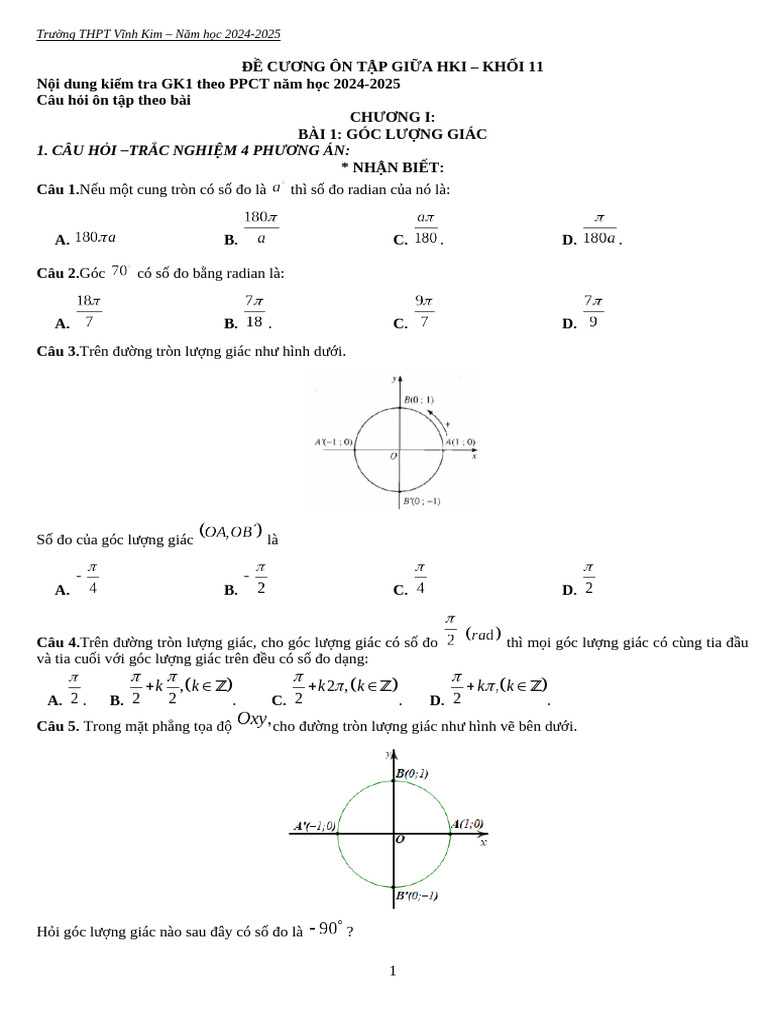Cau Hoi On Tap KT Gki - 11 - NH 2024 - 2025 | PDF