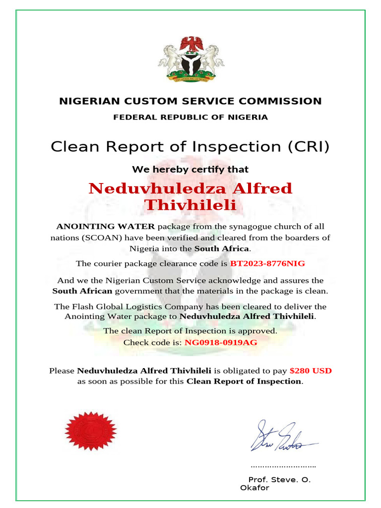 Clean Report of Inspection | PDF
