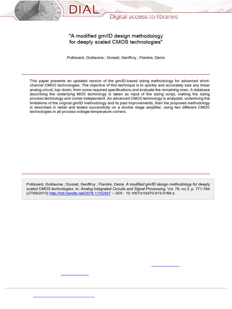 A Modified gm/ID Design Methodology For Deeply Scaled CMOS Technologies ...