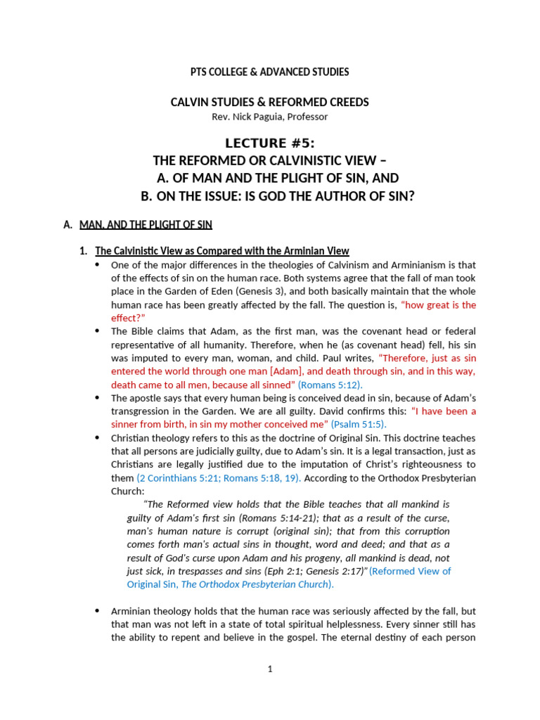 CSRC Lecture 5 The View of Man and The Pligh of Sin and The Issue Is ...