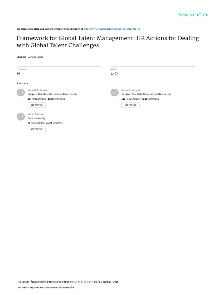 Frameworkfor Global Talent Management HRActionsfor Dealingwith Global ...