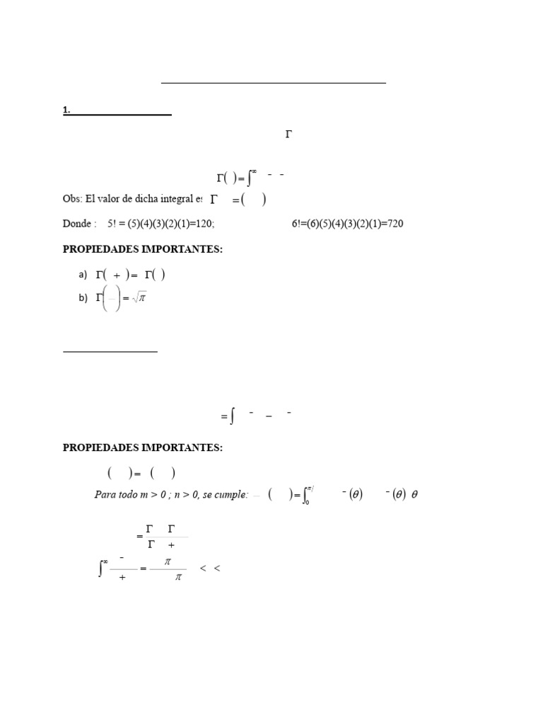 Funcion Gamma y Beta... Ejercicio..unac | PDF | Integral | Relaciones matematicas