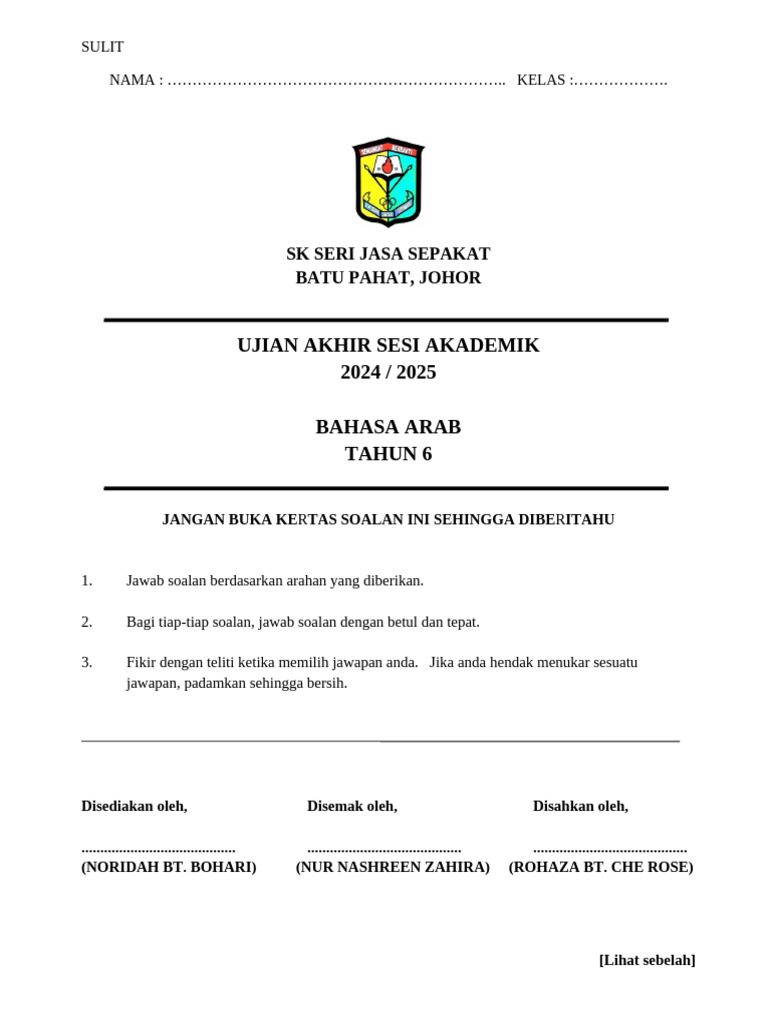 Cover Kertas UASA | PDF