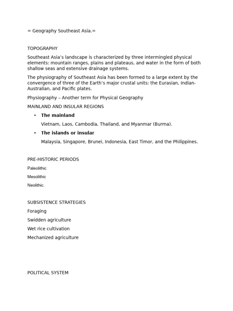 Mainland vs. Insular Southeast Asia | PDF | Social Science | History