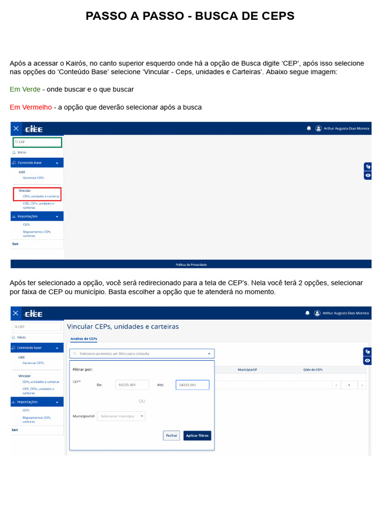 Passo A Passo - Busca de Ceps | PDF