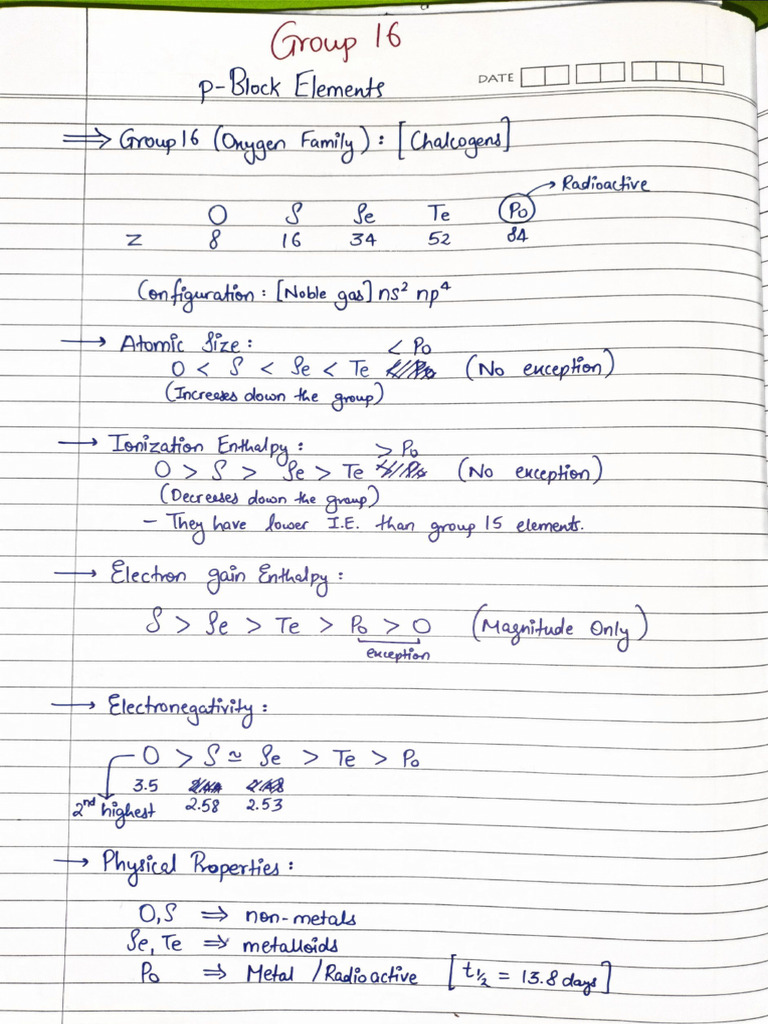 Group 16 Elements For JEE | PDF