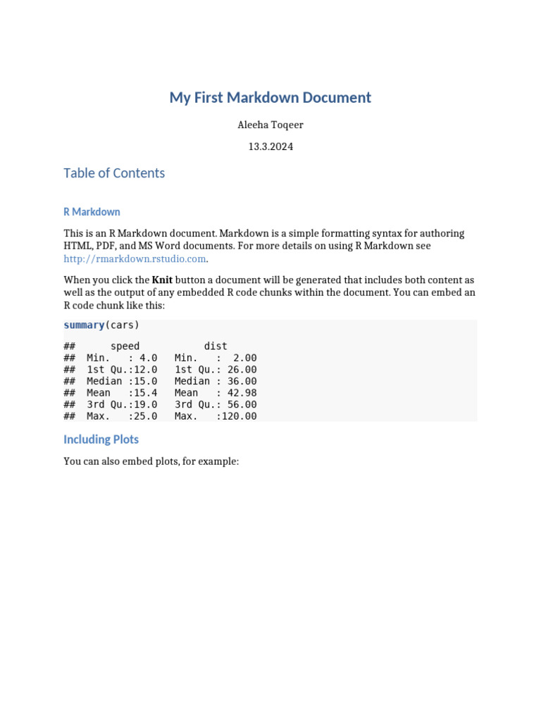 Intro to R Markdown Basics | PDF