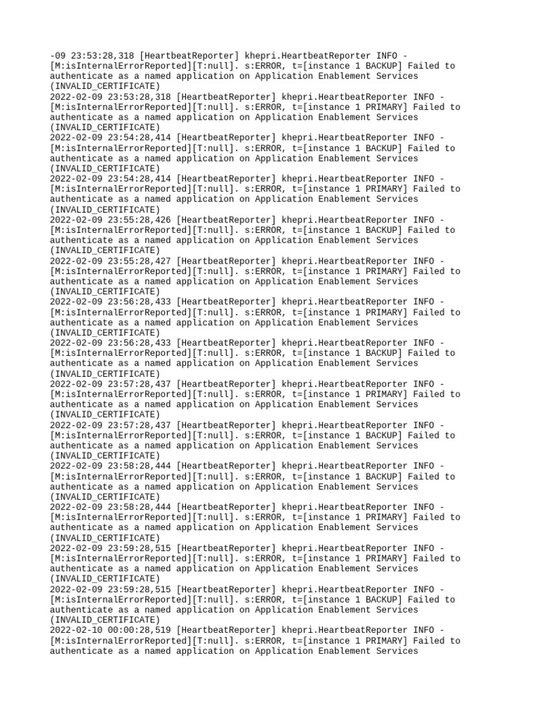 Authentication Error Logs | PDF