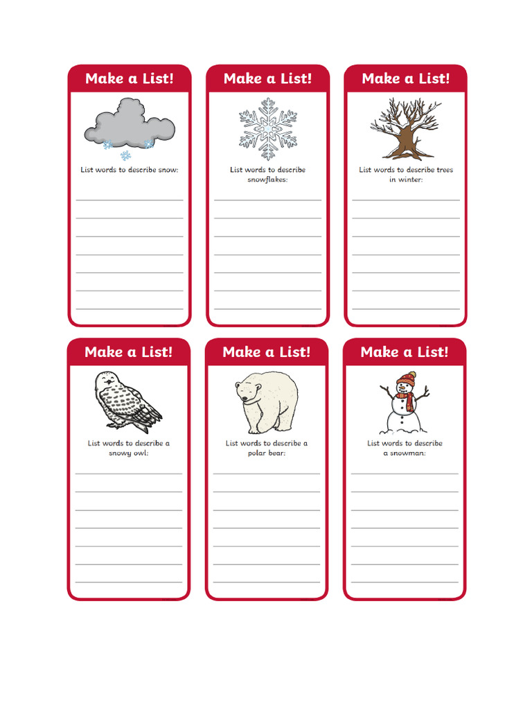 Adjectives Winter | PDF