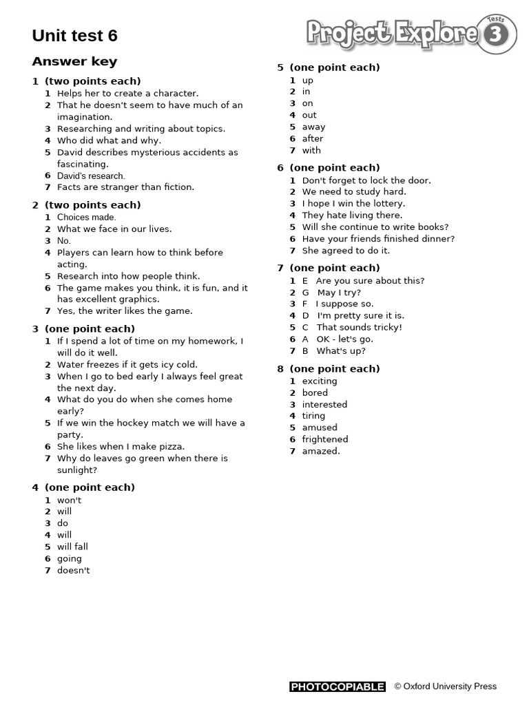 Unit Test 6 Answer Key & Audio Script | PDF
