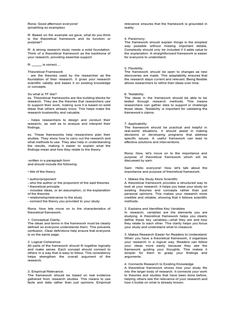 THEORETICAL FRAMEWORK | PDF | Theory | Scientific Method
