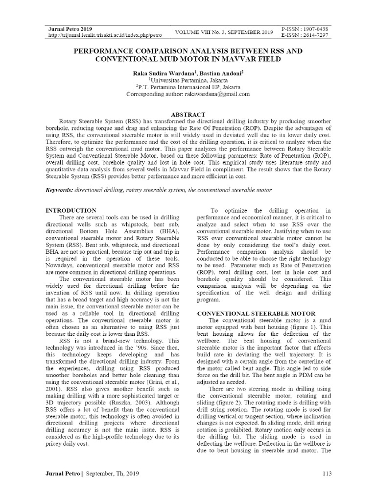 Comparison of RSS Via Mud Motor | PDF