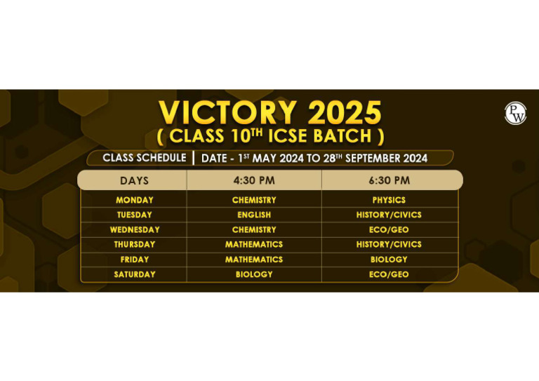 Class Schedule - PDF Only - Victory 2025 | PDF