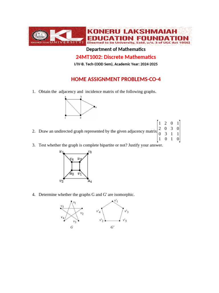 Discrete Math Graph Problems | PDF