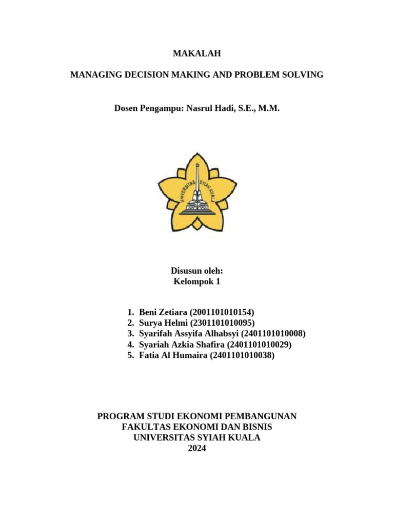 Managing Decision Making and Problem Solving | PDF | Karier & Perkembangan | Bisnis