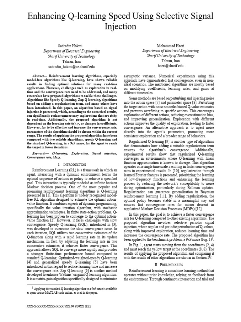 Speeding Up Q-learning with Signal Injection | PDF | Applied Mathematics | Algorithms