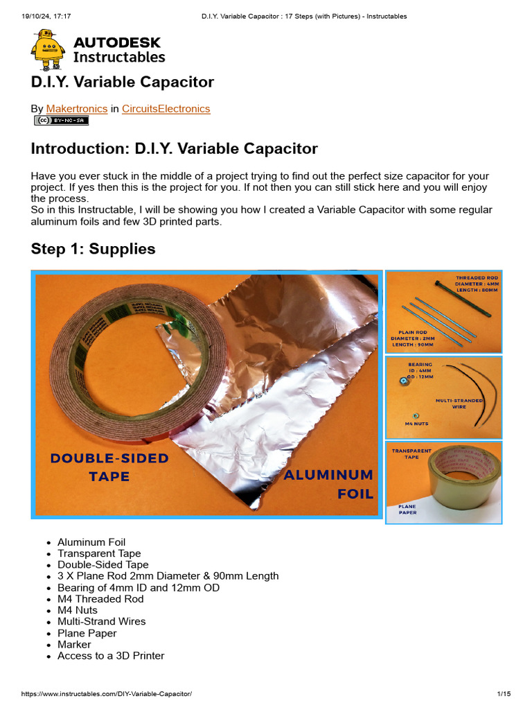 D.I.Y. Variable Capacitor - 17 Steps (With Pictures) - Instructables | PDF | Capacitor | Capacitance
