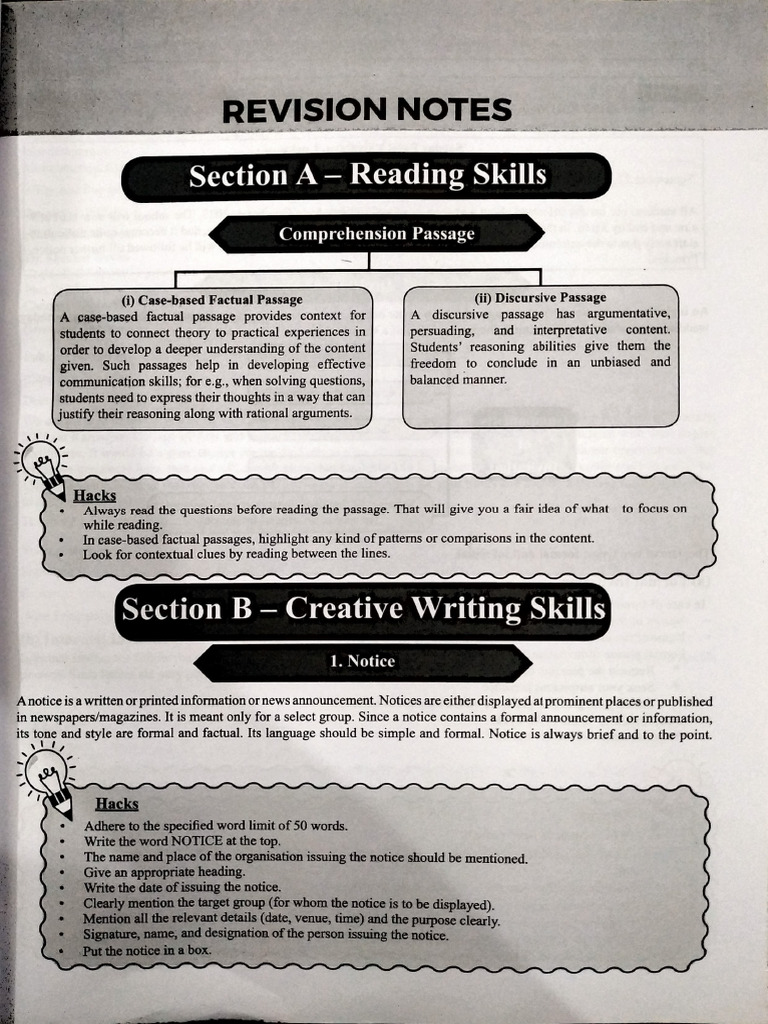 English - Writing Section - Class 12 | PDF | Reason | Paragraph