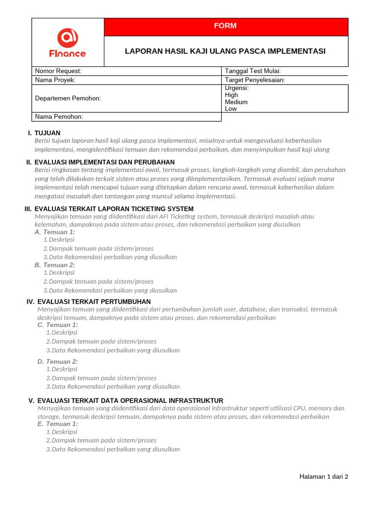 Laporan Hasil Kaji Ulang Pasca Implementasi Draft - f02 | PDF