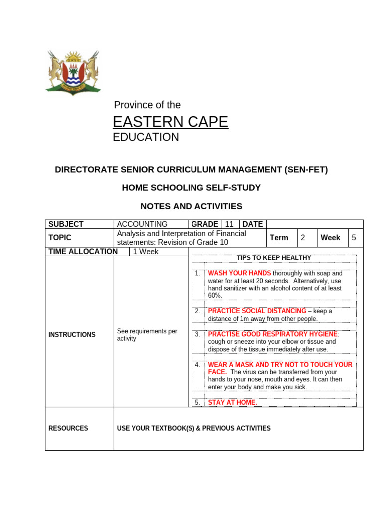 2 Accounting Grade 11 Term 2 Week 5 Activities ENGLISH | PDF | Equity (Finance) | Net Income