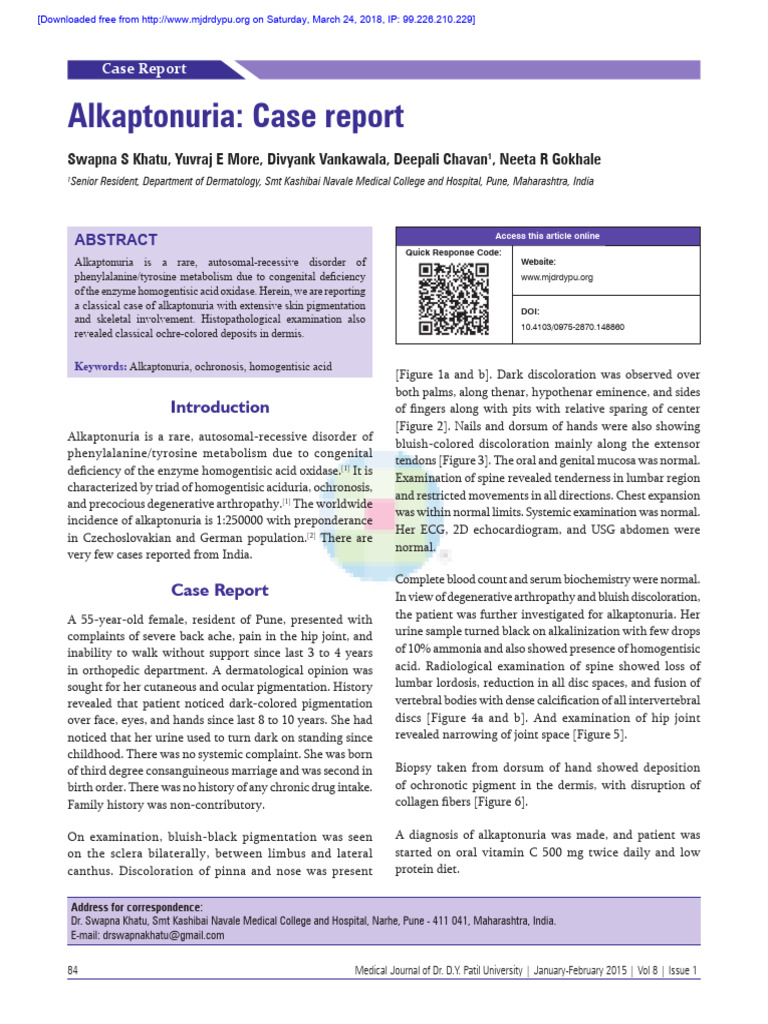 Osler Sign in Alkaptonuria Case Study | PDF | Diseases And Disorders ...