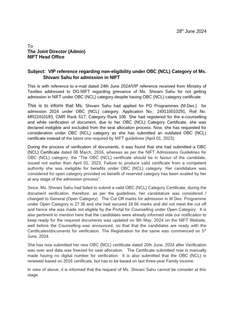 Draft Reply Shivani Sahu | PDF | Government