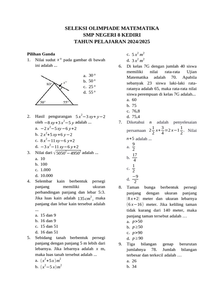 Soal Seleksi Osn | PDF
