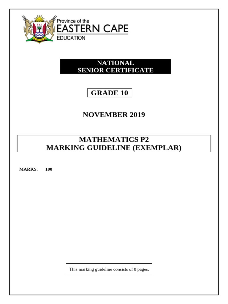 Maths p2 Gr10 Memo Nov2019 - English | PDF | Descriptive Statistics