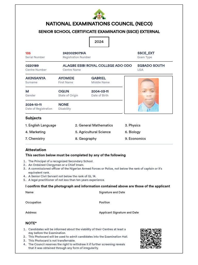 Akinsanya Neco Gce | PDF