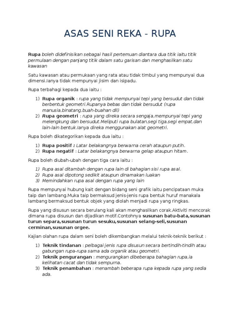 Seni Visual RUPA | PDF