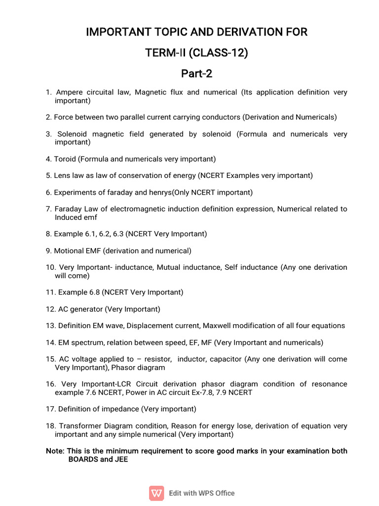 Important Topic and Derivation For Term Part-2 | PDF