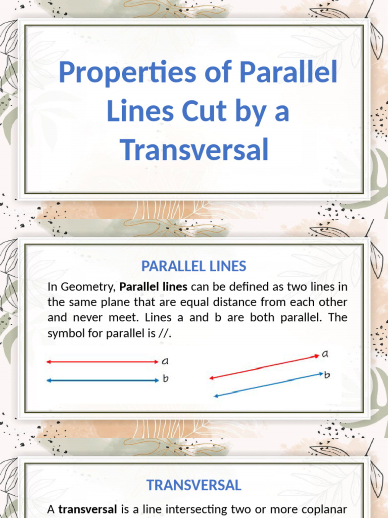Properties of Parallel Lines & Transversals | PDF | Mathematics ...
