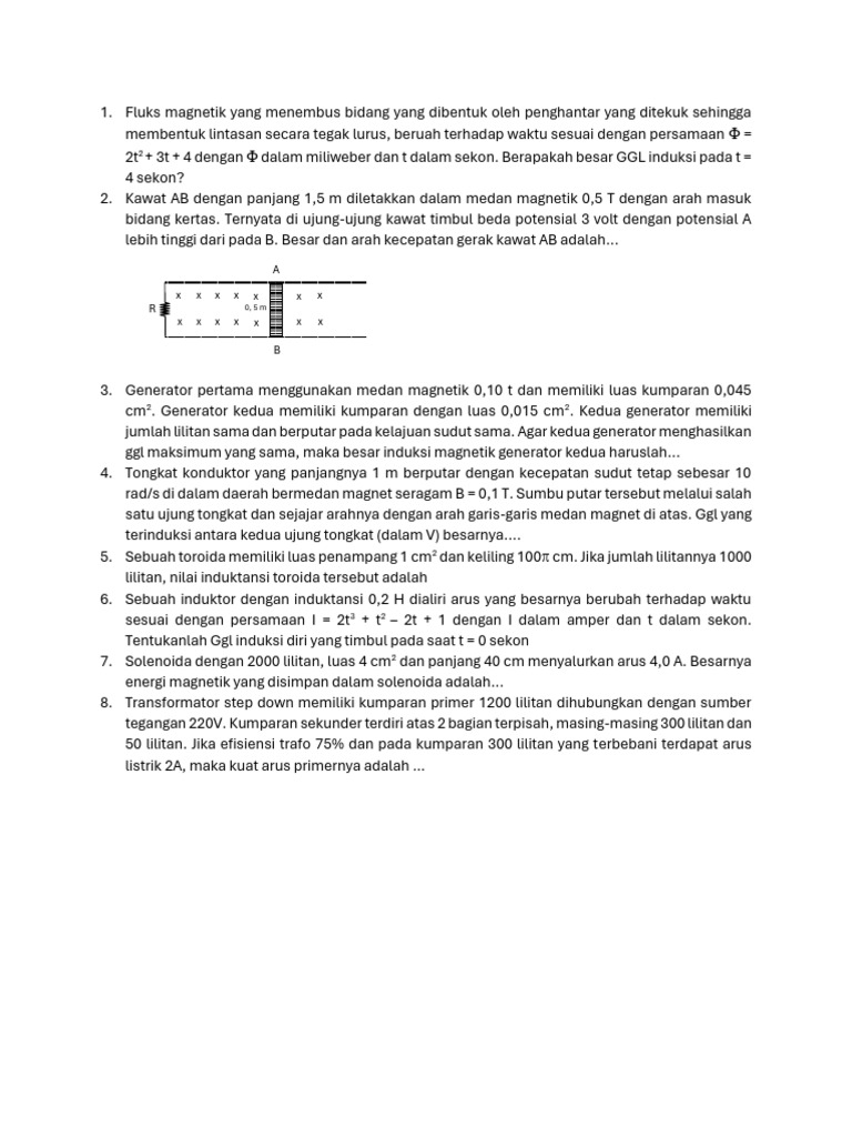 Latihan Soal Induksi Elektromagnet | PDF | Sains & Matematika