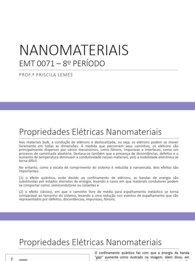 Propriedades Eltricas Pticas Magnticas e Trmicas Nanomateriais | PDF | Magnetismo | Elétron