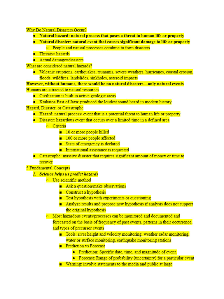 Natural Disaster Midterm | PDF | Volcano | Lava