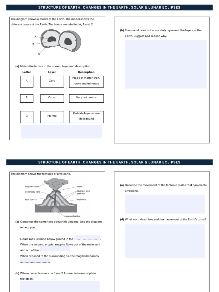 REVISION - Y7 Unit 6 (STUDENT) | PDF | Earth | Moon