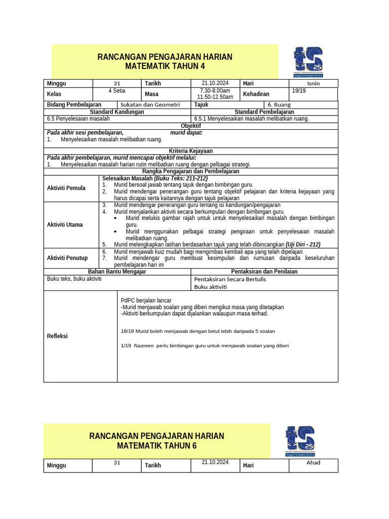 Isnin 21.10.2024 RPH M31 | PDF