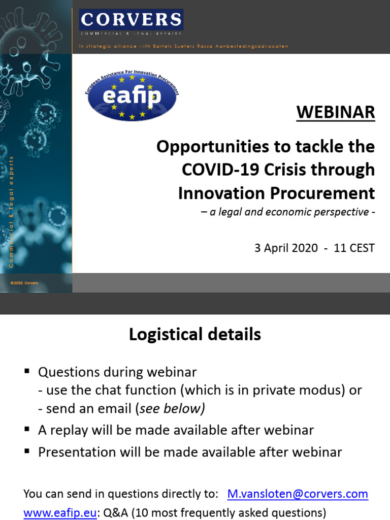 Eafip Webinar COVID19 Innovation Procurement Presentation - Final | PDF ...