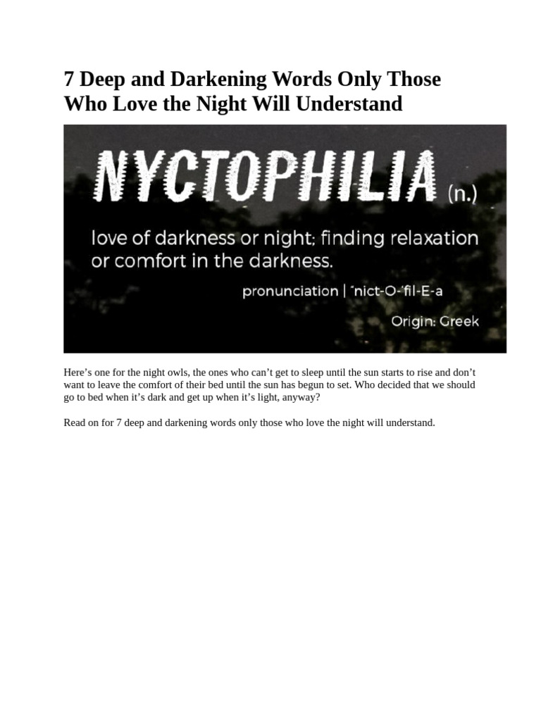 7 Deep and Darkening Words Only Those Who Love The Night Will ...