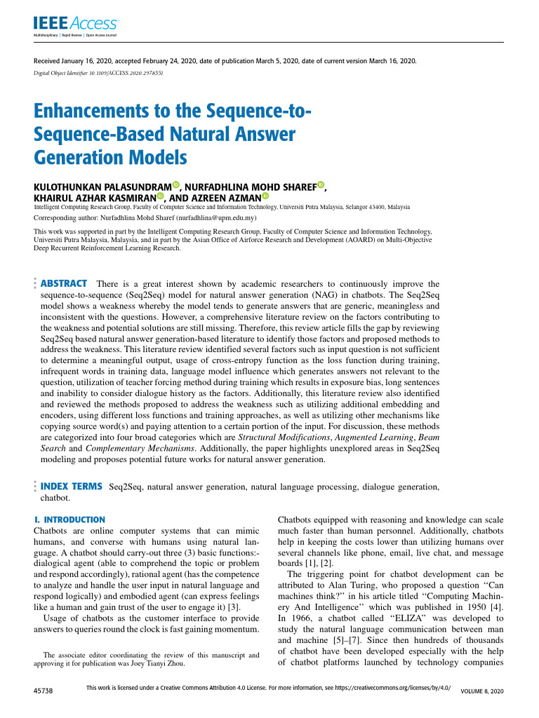 Enhancements To The Sequence-to-Sequence-Based Natural Answer ...