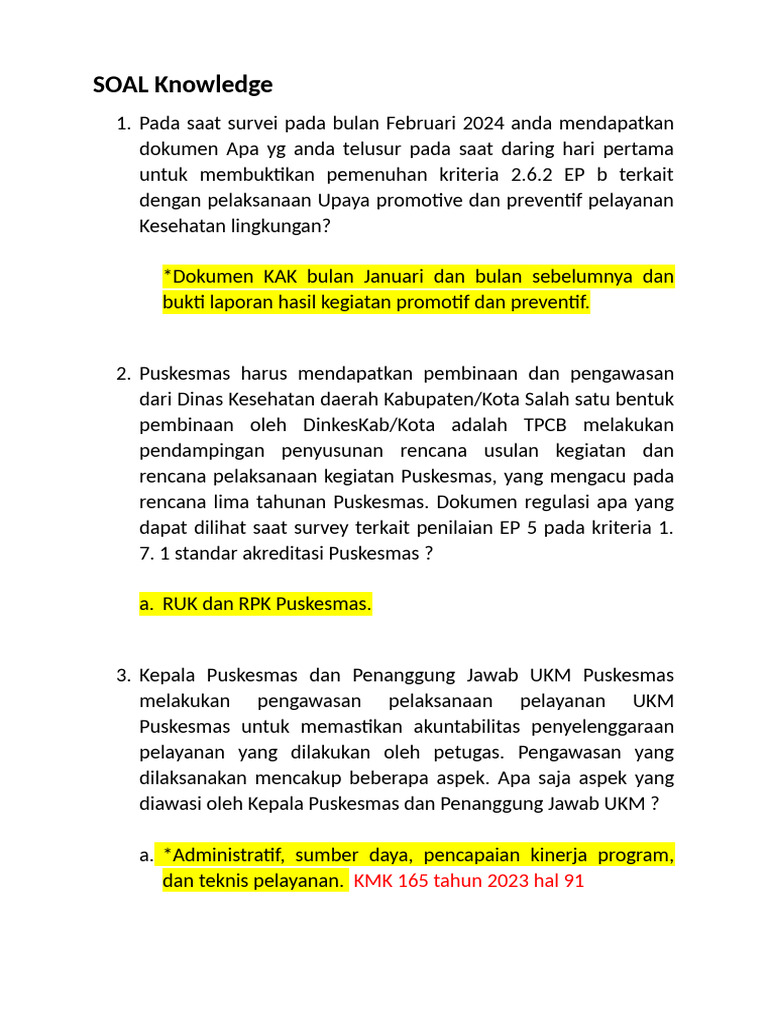 SOAL KNOWLEDGE 12 Oktober 2024 SUDAH DIRUBAH | PDF