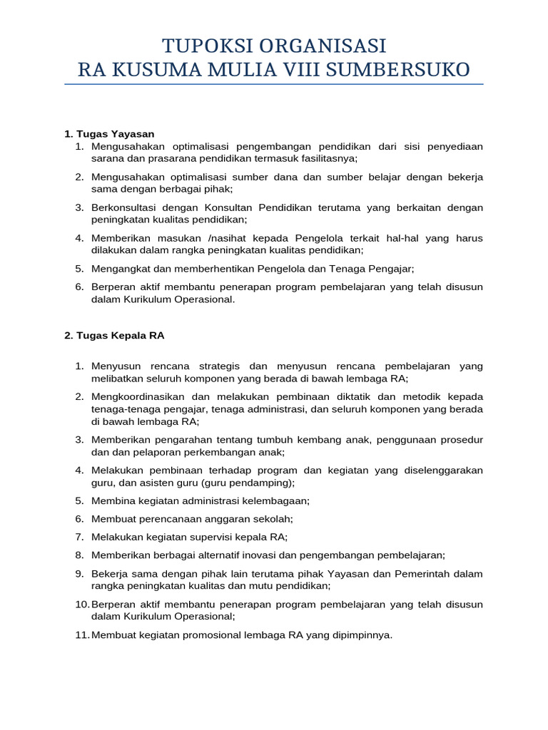 Tupoksi Organisasi | PDF