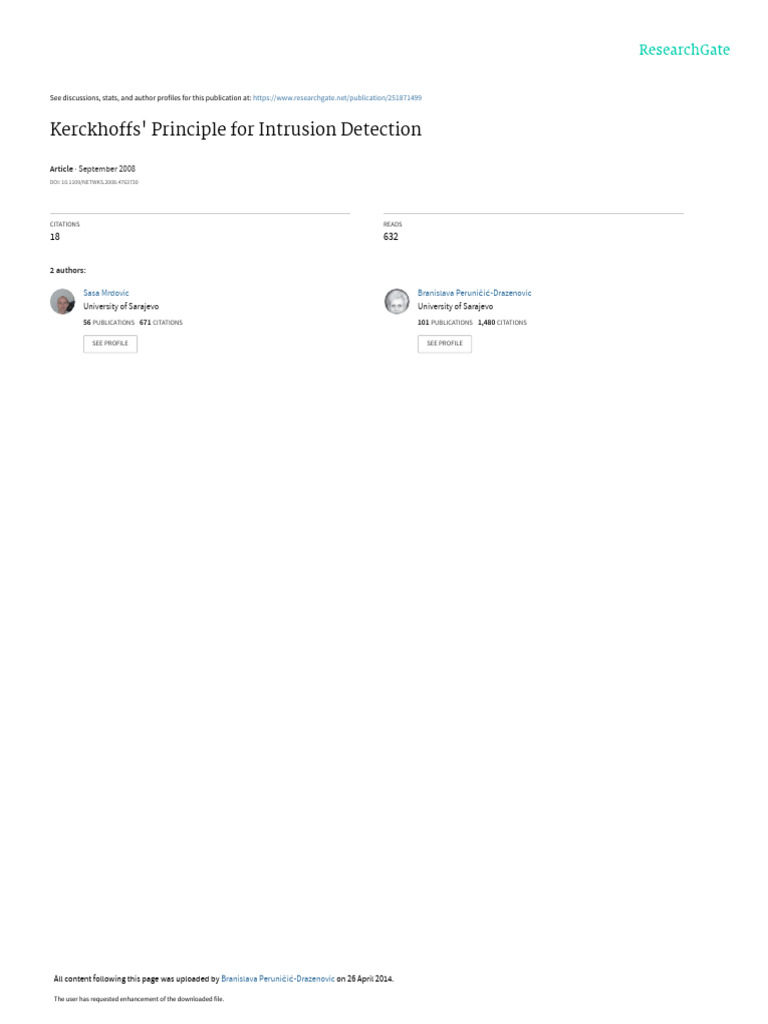 Kerckhoffs' Principle in IDS Security | PDF | Computer Network ...