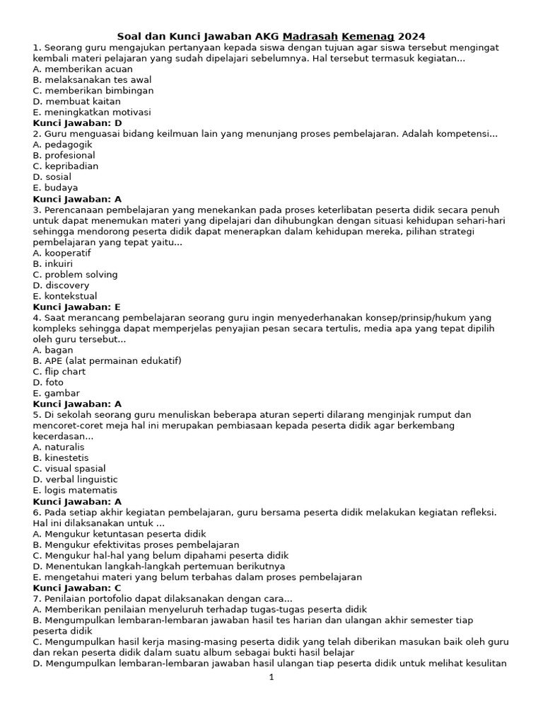 Latihan Soal Akg 2024 | PDF | Karier & Perkembangan