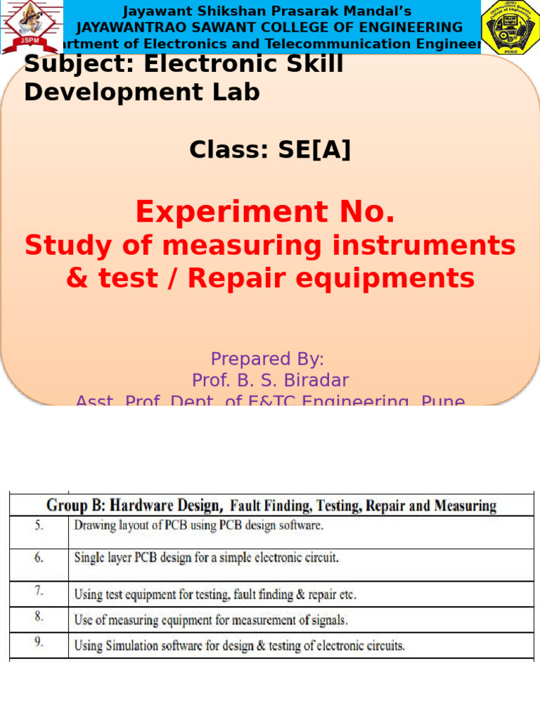 ESD Expt No. 7 8 Measuring Instruments Repairing) | PDF | Electronics | Electromagnetism
