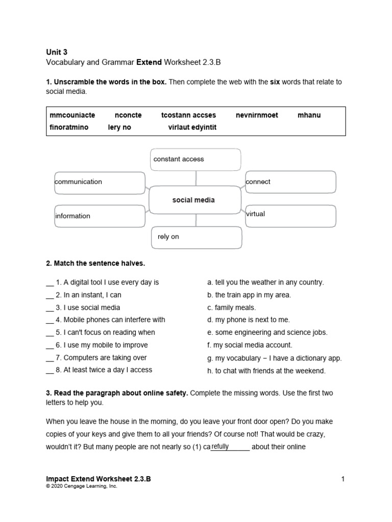 Impact 2 Unit 3 V and G Extend Worksheet 2.3.b | PDF | Password | Computing