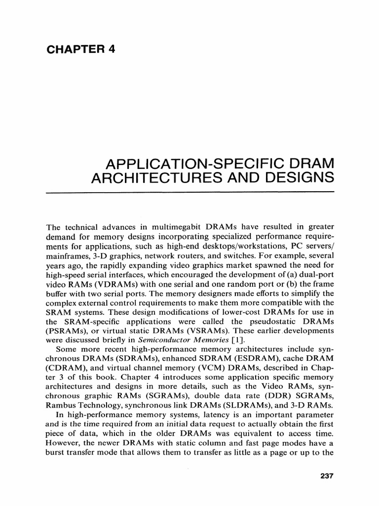 Applicationspecific Dram Architectures And Designs Pdf Dynamic