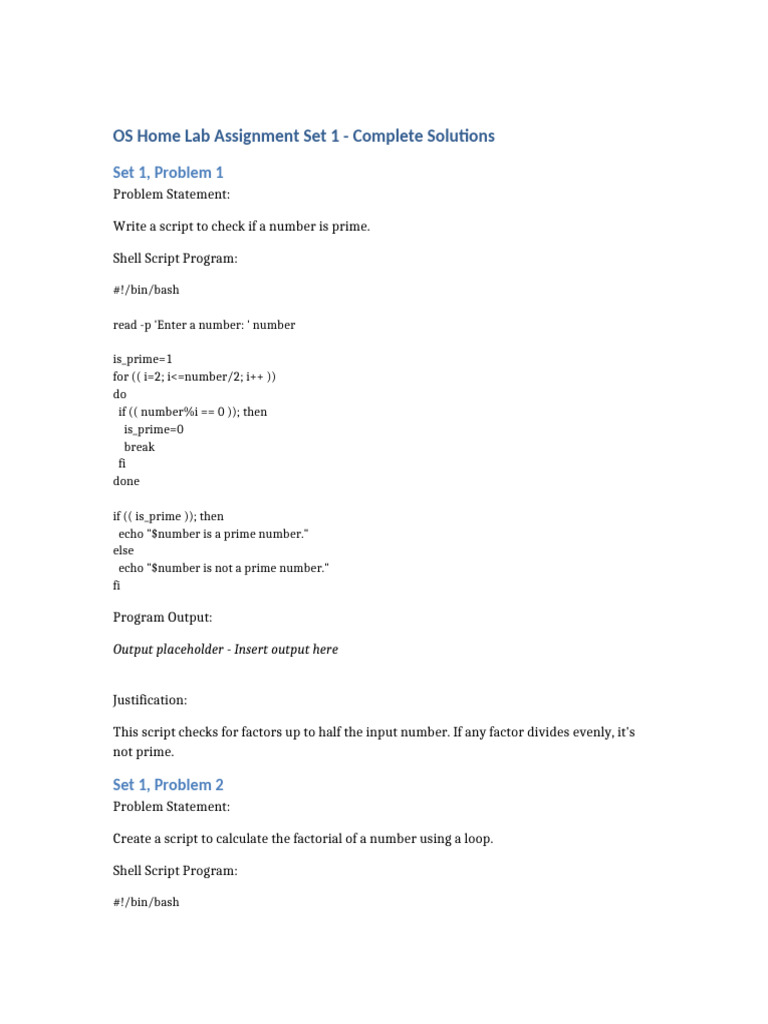 OS Home Lab Assignment Set1 Complete | PDF